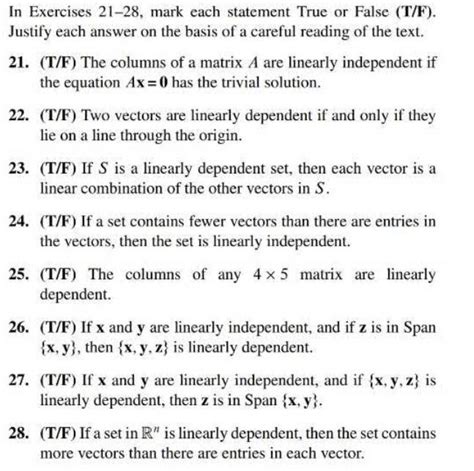 Solved In Exercises Mark Each Statement True Or False Chegg Com
