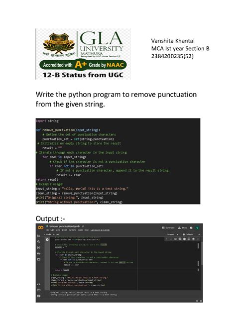 Remove Punctuation Ai Assignment Write The Python Program To Remove