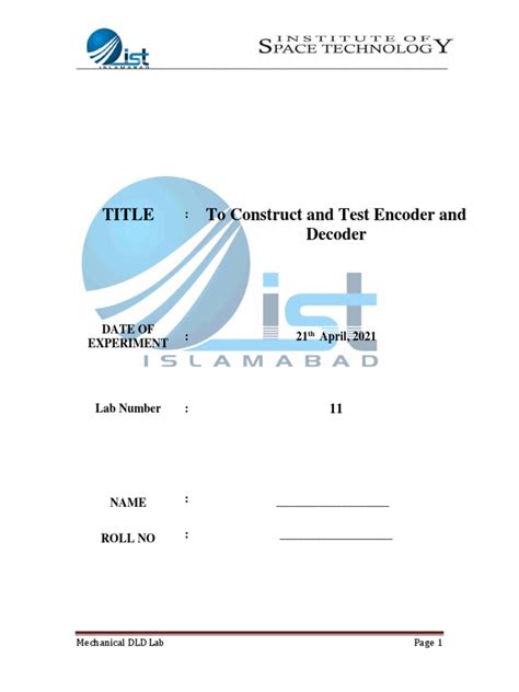 Lab 11 To Construct And Test Encoder And Decoder Pdf Logic Gate