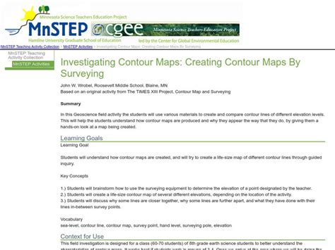 Serc Investigating Contour Maps Creating Contour Maps By Surveying Lesson Plan For 9th 10th