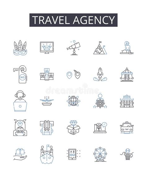 Travel Agency Line Icons Collection Budgeting Investment Frugality