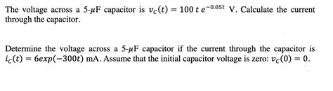 Solved The Voltage Across A 5−μf Capacitor Is