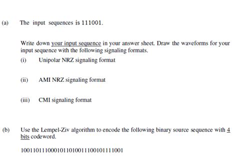 Solved A The Input Sequences Is 111001 Write Down Your