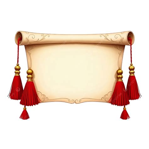 Elegant Scroll With Red Tassels Scroll Red Tassels Elegant Design