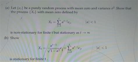 Solved a Let ϵt be a purely random process with mean Chegg