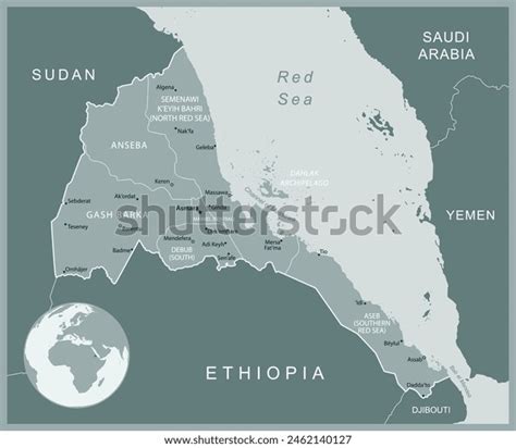Eritrea Detailed Map Administrative Divisions Country Stock Vector Royalty Free