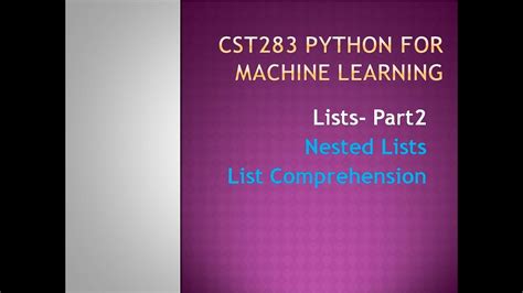 python for machine learning lists part2 ktu btech cse cst283 youtube
