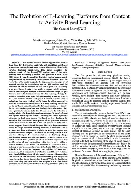 Pdf The Evolution Of E Learning Platforms From Content To Activity