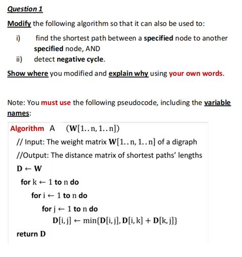 Solved Question Modify The Following Algorithm So That It Chegg