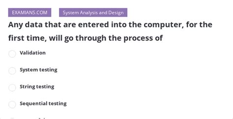 Any Data That Are Entered Into The Computer For The First Time Will