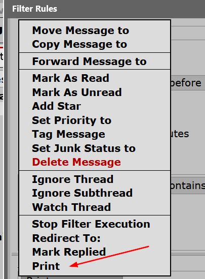 Printing Emails Based On Message Filters Does Not Seem Possible R