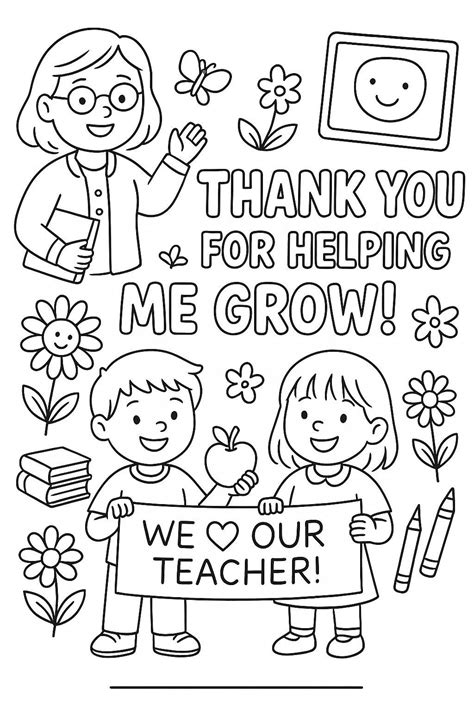 Teacher Appreciation Coloring Page Thank You T Pdf  Png