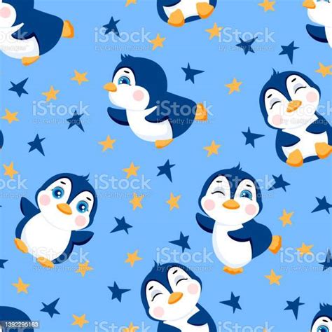 귀여운 펭귄과 원활한 패턴 어린이 벡터 일러스트레이션을위한 패턴 겨울에 대한 스톡 벡터 아트 및 기타 이미지 겨울 계절