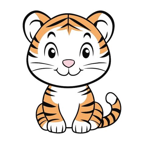 Cute Tiger Outline Clip Art Design Tiger Vector Illustration In Black