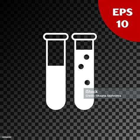 투명 한 어두운 배경에 격리 된 흰색 테스트 튜브 및 플라스크 화학 실험실 테스트 아이콘 실험실 유리 표지판 벡터 일러스트레이션 개발에 대한 스톡 벡터 아트 및 기타 이미지