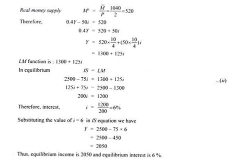 Algebraic Analysis Of IS LM Model With Numerical Problems