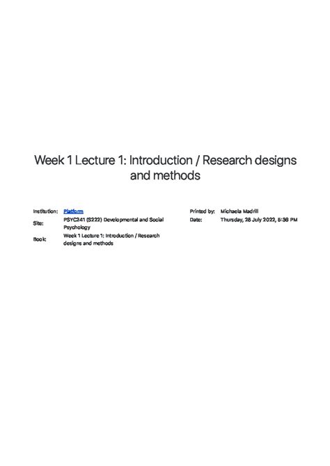 Week 1 Lecture 1 Introduction Research Designs And Methods Week 1