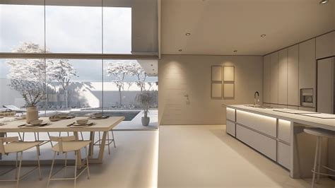 3d 렌더링 인테리어 하우스 현대 오픈 거실 공간 부엌 로프트 스타일 듀플렉스 아파트 레지던스 홈 장식 고급 인테리어 디자인입니다 0명에 대한 스톡 사진 및 기타 이미지