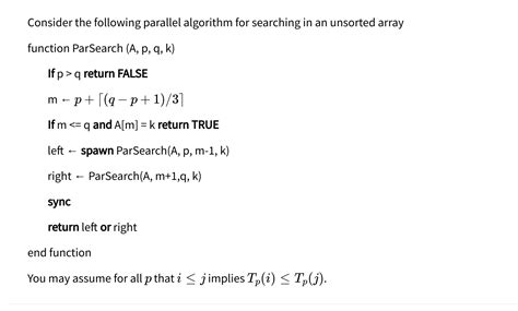 Solved Consider The Following Parallel Algorithm For