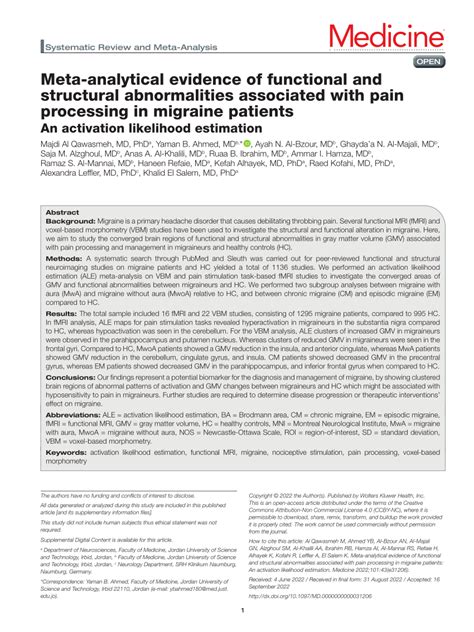 Pdf Meta Analytical Evidence Of Functional And Structural