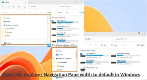 Reset File Explorer Navigation Pane Width To Default In Windows
