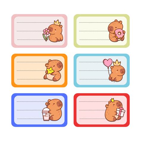 Etiquetas Escolares Para Cuaderno Capibara Etiquetas De Material