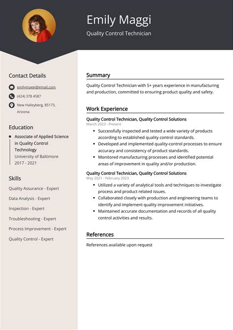 Quality Control Technician Resume Examples Template And 20 Tips