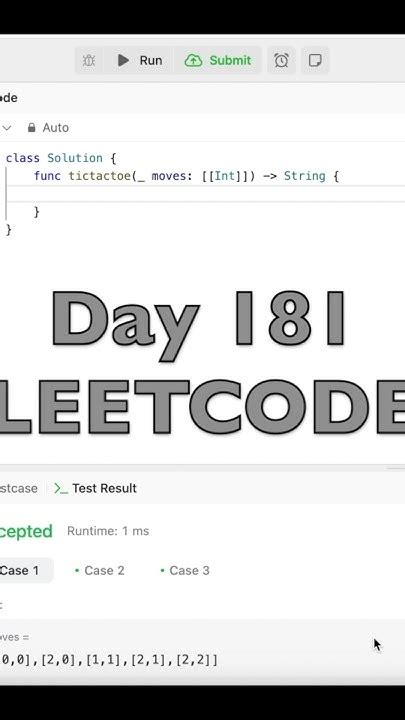 Day 181 Leetcode Problem 1275 Swift Daily Challenge Swiftui