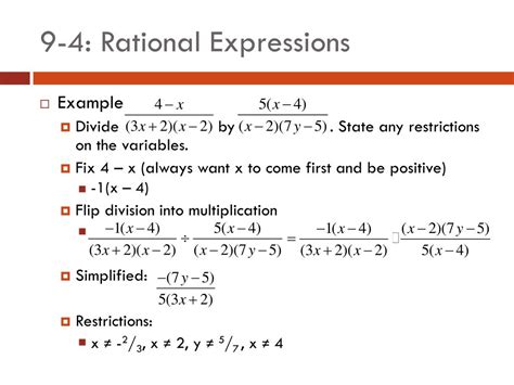 PPT Unit Rational Functions 9 4 Rational Expressions Day 1 Simplification PowerPoint