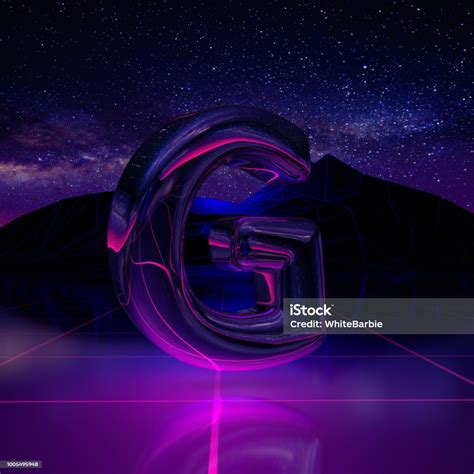 G 대문자 편지입니다 3d 복고풍 배경 미래 프리 1980 년대 스타일에 글꼴을 렌더링 합니다 0명에 대한 스톡 사진 및 기타 이미지 Istock