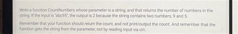 Solved Write A Function Countnumbers Whose Parameter Is A
