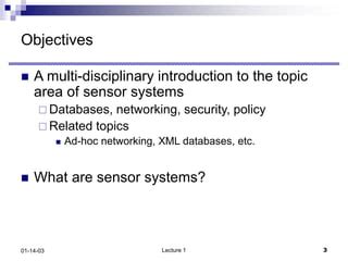 Lecture On Internet Scale Sensor Systems PPT