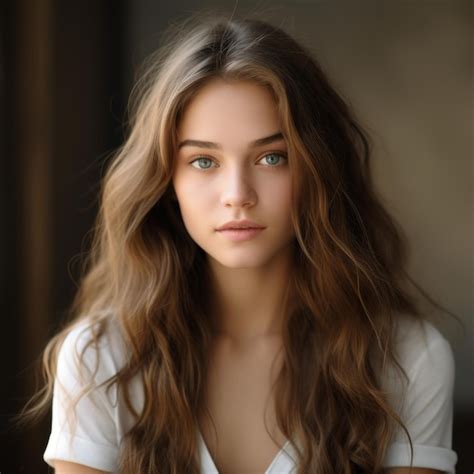 Premium Ai Image A Woman With Long Hair Looking At Camera