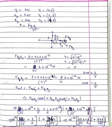 consider three charges q1 4 µc at the origin q2 4 µc on the