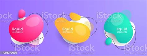 추상적인 액체 모양의 집합입니다 배너를 추상화 합니다 홍보 배너 가격 태그 연설 거품 스티커 배지 포스터 스타일 개체 그룹에 대한 스톡 벡터 아트 및 기타 이미지 Istock