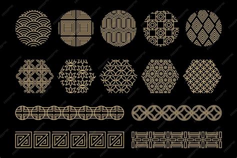 Premium Vector Japan Pattern Elements Oriental Texture Ribbon Symbols