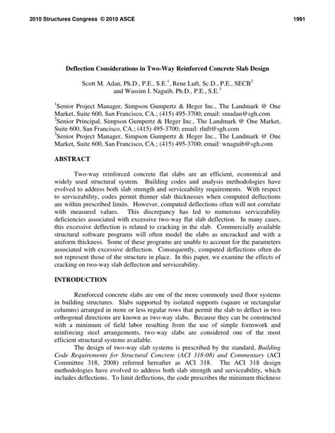 Pdf Deflection Considerations In Two Way Reinforced Concrete Slab Design