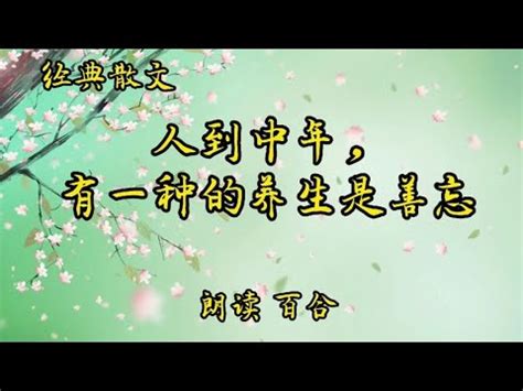 深度好文人到中年有一种养生是善忘作者洞见人生感悟 YouTube