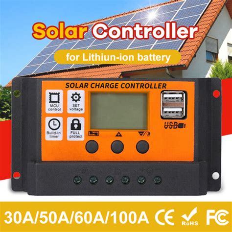 Solar Charge Controller LCD LED Display Solar PWM 12V 24V 30A 50A 60A 100A With Dual USB Port