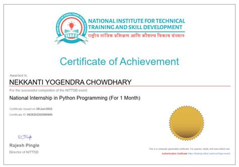 Yogendra Chowdhary On Linkedin 📌 National Internship In Python