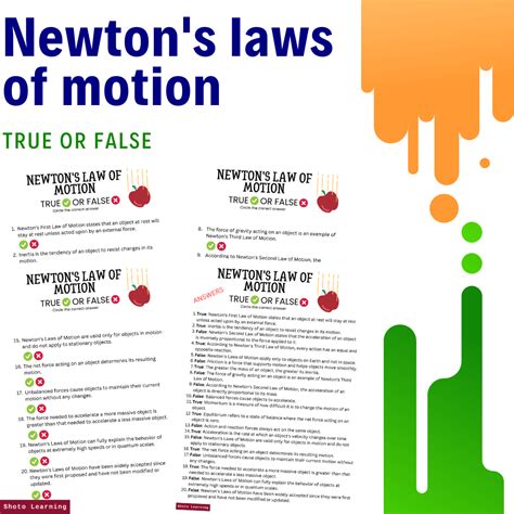 Newtons Laws Of Motion True Or False Worksheet Set Test Your
