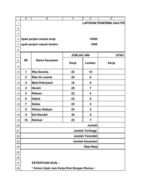 Soal Praktek Excel Pdf Olahraga And Rekreasi