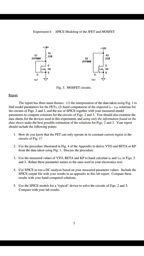 Solved Experiment 6 Spice Modeling Of The Jfet And Mosfet