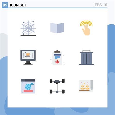 Mobile Interface Flat Color Set Of 9 Pictograms Of Board Shopping Double Ecommerce Online