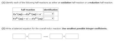 Solved 1 Identify Each Of The Following Half Reactions As Either An Oxidation Half Reaction
