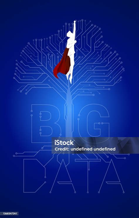 슈퍼 히어로의 실루엣은 디지털 라인에서 나무와 함께 비행 도트 회로 보드 스타일을 연결합니다 디지털 혁신을 위한 배경 개념 Cpu에 대한 스톡 벡터 아트 및 기타 이미지