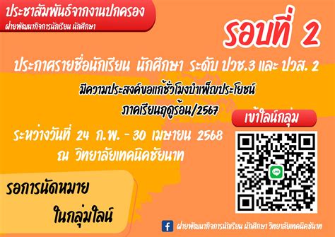 ฝ่ายพัฒนากิจการนักเรียน นักศึกษา วิทยาลัยเทคนิคชัยนาท Facebook