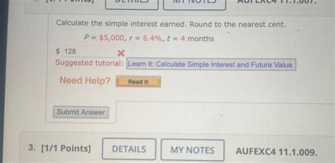 Solved Calculate The Simple Interest Earned Round To The