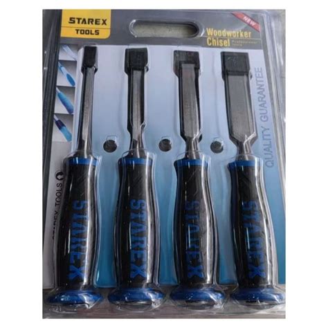Starex Industrial Wood Chisel Set 4pc Rubber Handle Heavy Duty 6mm 12mm 18mm 24mm Shopee