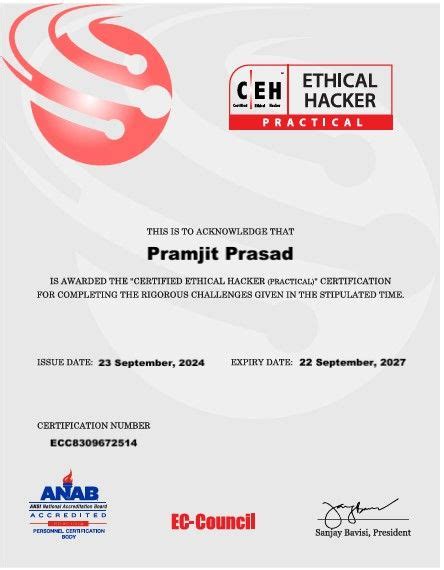 Pramjit Prasad On Linkedin Cybersecurity Ethicalhacking Ceh Certification Infosec Soc